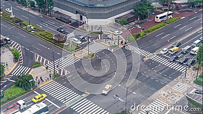 Traffic Crosses a Busy Intersection in Tokyo, Japan Stock Footage ...