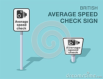 Isolated British "average Speed Check" Road Sign. Front And Top View ...