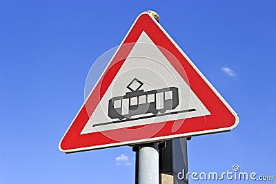 Traffic Sign For Tram On The Road Royalty Free Stock Photos - Image ...