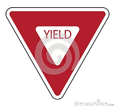 Traffic Sign Yield Road On White Background Cartoon Vector ...