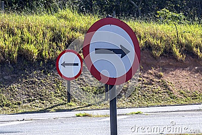 Traffic Signs Of Mandatory Direction Royalty-Free Stock Photography ...