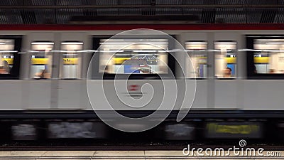 Train Arriving at Barcelona Metro Underground Station Stock Footage ...
