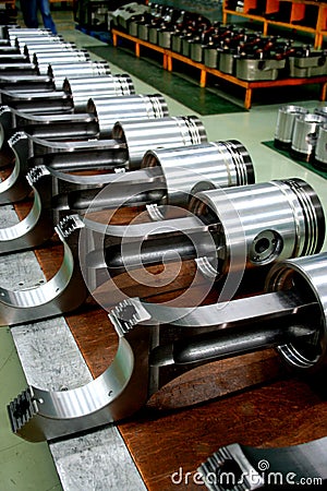 Train Diesel Engine Pistons On The Product Line Stock Photos - Image ...