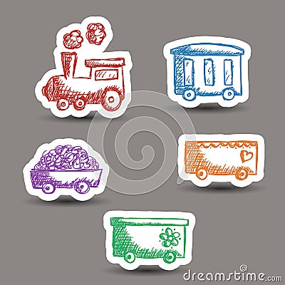 Train Doodle Stickers Cartoon Vector | CartoonDealer.com #58120715