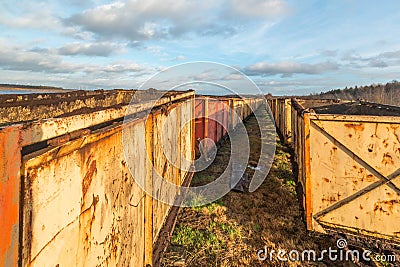 A Train Of Empty Old Carts For Peat Mining Royalty-Free Stock Photo ...