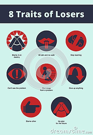 8 Traits Of Losers's Icon Stock Vector - Image: 61888931
