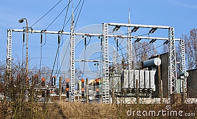 Transformer high voltage distribution stations - Stock Image - Everypixel