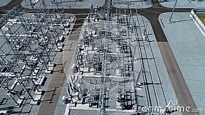 Transformers Bus Tubes and Insulators at Large Switchyard Stock Footage ...