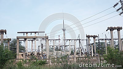 Transformers with station stock video. Video of electropower - 72122279