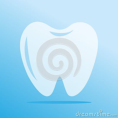 Translucent Tooth Isolated On Blue Gradient Background. Cartoon Vector ...