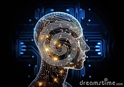 Transparent Human Head With Computer Circuitry. Enhanced Human ...