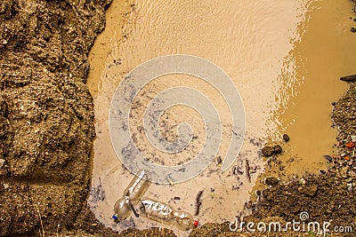 Transparent Plastic Bottle That Floats And Moves In A Puddle Of Putrid ...