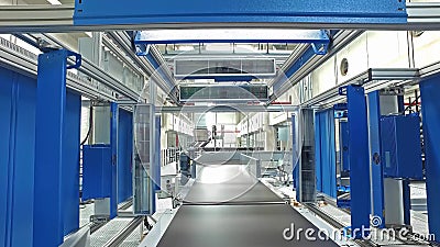 Transport Conveyor Belts with Automatic Scanner Stock Video - Video of ...