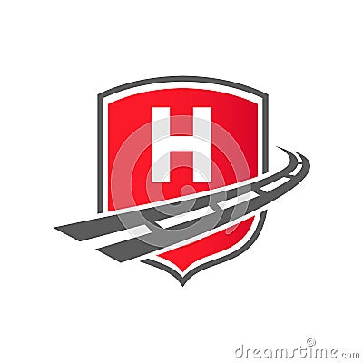 Transport Logo With Shield Concept On Letter H Concept. H Letter ...