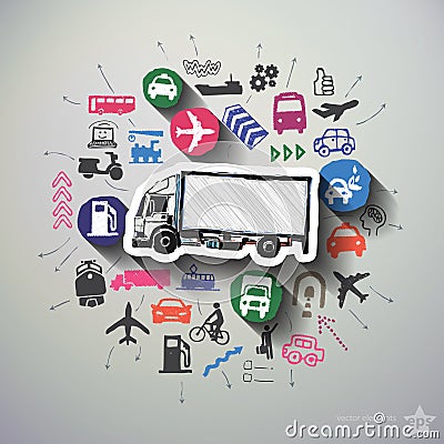 Transportation Collage With Icons Background Vector Illustration ...