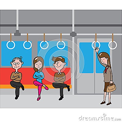 Transportation People In Subway Vector Illustration | CartoonDealer.com ...