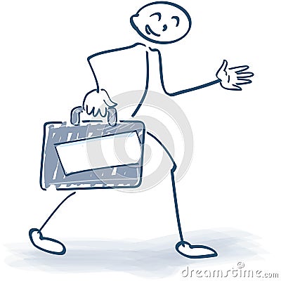 Traveling Stick Figure With Suitcase Cartoon Vector | CartoonDealer.com ...