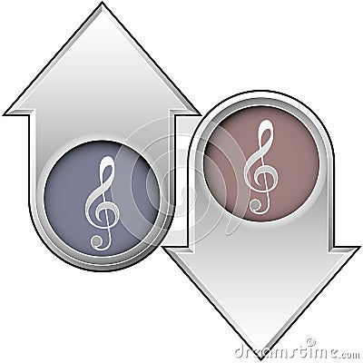Treble Clef Icon On Up And Down Arrows Vector Illustration ...