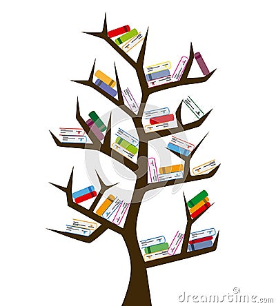 Tree And Books Cartoon Vector | CartoonDealer.com #76865017