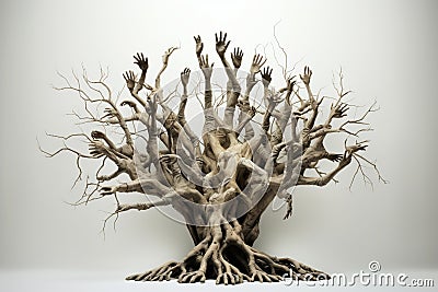 Tree Formed Entirely By Interconnected Human Figures, Symbolizing Unity ...
