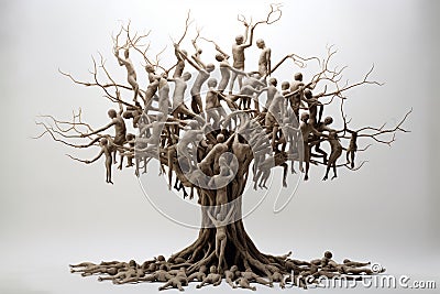 Tree Formed Entirely By Interconnected Human Figures, Symbolizing Unity ...
