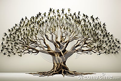 Tree Formed Entirely By Interconnected Human Figures, Symbolizing Unity ...