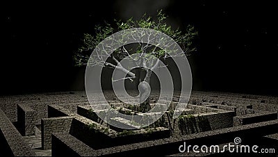 Tree In A Labyrinth Royalty-Free Illustration | CartoonDealer.com #77252385