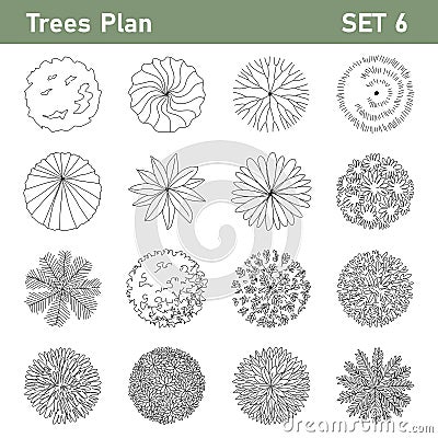 Tree Plan Top View For Landscape Set 1 Cartoon Vector | CartoonDealer ...