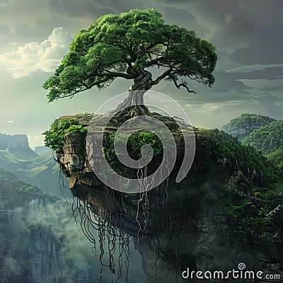 Tree Growing On Cliff Royalty-Free Stock Image | CartoonDealer.com ...