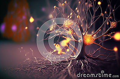 Tree Structure With Illuminated Neurons. Neurons, Brain Cells, Neural ...
