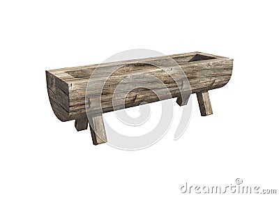 Tree Trunk Wooden Trough For Cattle Feed Isolated On White Background ...