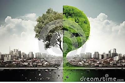 Tree In Two With Very Different Environments Earth Day Or World ...