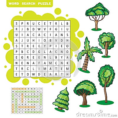 Trees Themed Word Search Puzzle Vector Illustration | CartoonDealer.com ...