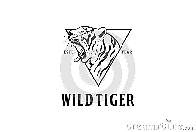 Triangle Angry Roaring Tiger Wildcat Jaguar Leopard Puma Logo Royalty ...