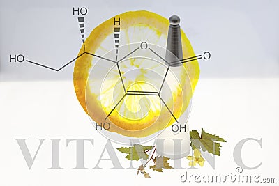 Triangle Bottle And Lemon Slice With Vitamin C Science Symbol Stock ...
