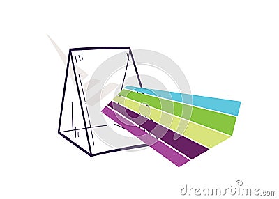 Triangular Prism Dispersing Light Beam Or Rainbow. Hand Drawn Optics ...