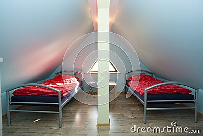 Triangular Room With Beds Stock Image - Image: 3239271