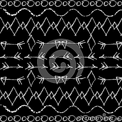Tribal Apache Vector Seamless Border Pattern. Black And White Or ...