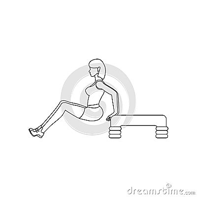 Tricep Dip Workout Outline Cartoon Vector | CartoonDealer.com #142917691