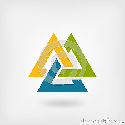 Tricolor Valknut Symbol. Interlocked Triangles Vector Illustration ...