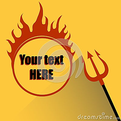 Trident With A Hell Fire On A Yellow Background Vector Illustration ...