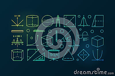 Trigonometry Colorful Line Illustration Or Banner Cartoon Vector ...