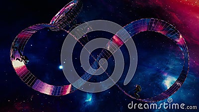 Trippy Sci-fi 3D Animation of the Astronauts Running Endlessly on a ...