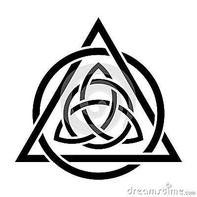 Triquetra Inside A Triangle Interlaced With Circle Symbol Royalty-Free ...