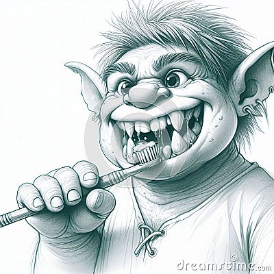 Troll Brushing Teeth Stock Photo | CartoonDealer.com #326255034