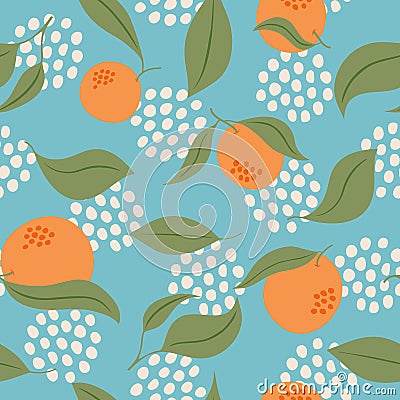 Tropical Citrus Orange Fruits Seamless Repeat Pattern Vector ...