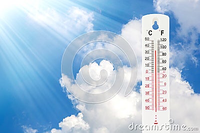 Tropical Temperature Of 34 Degrees Celsius, Measured Stock Photo ...