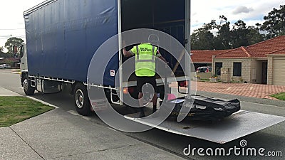 Truck Driver Loading Cargo into a Truck Stock Footage - Video of driver ...