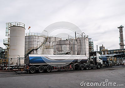 Truck And Storage Tanks In Oil Refinery Royalty Free Stock Image ...