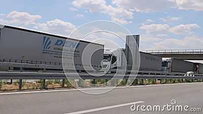 Trucks Queue at Border stock footage. Video of diesel - 267346666